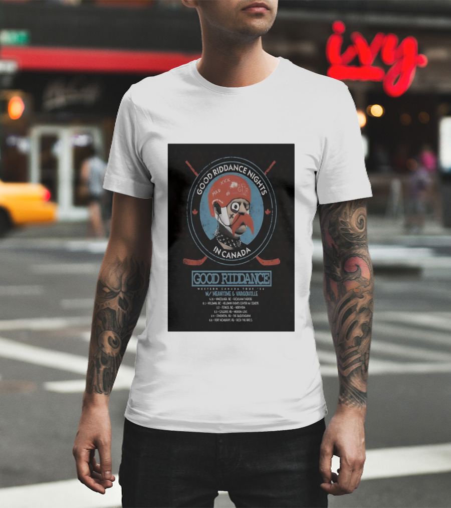 Good Riddance Nights In Canada Western Tour 2026 With Meantime And Vargouille T-Shirt