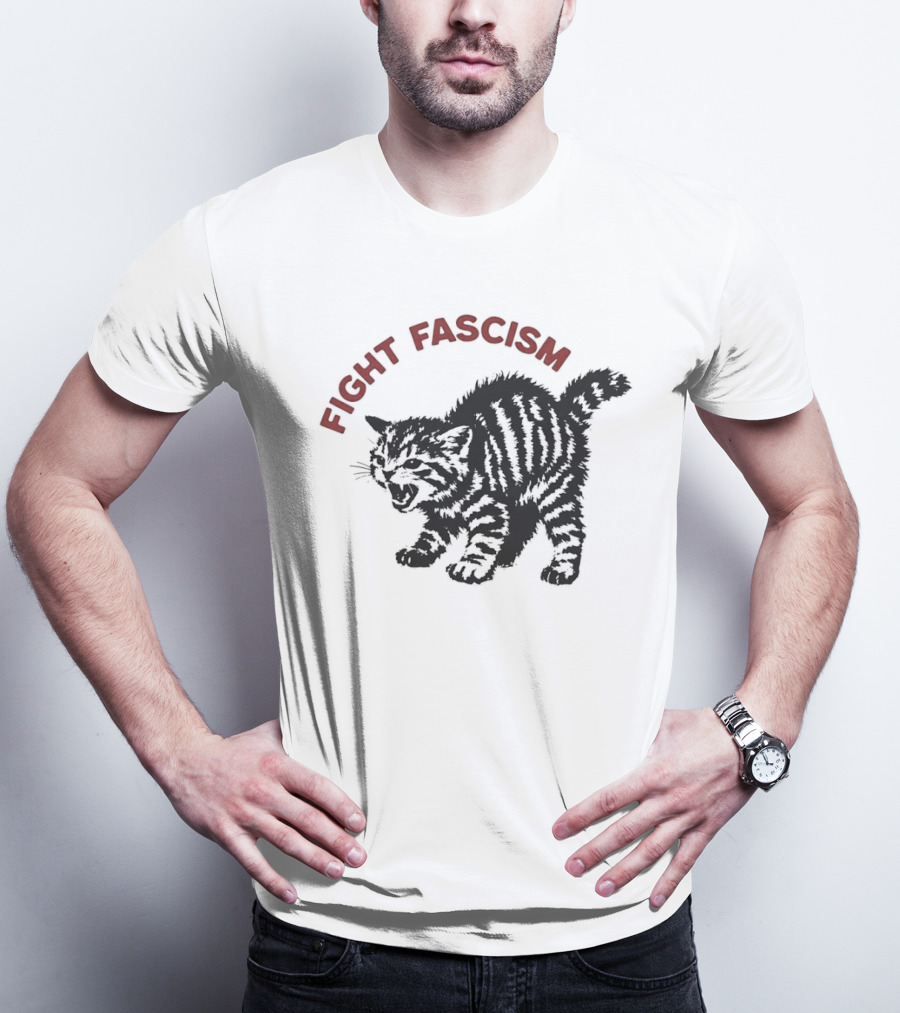 Fight Fascism Grumpy Cat Puffed Up T-Shirt