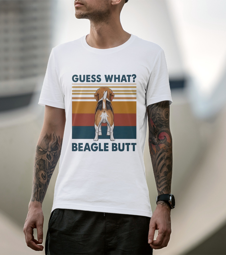 Guess What Beagle Butt Retro Stripes T-Shirt