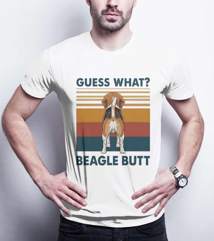 Guess What Beagle Butt Retro Stripes T-Shirt