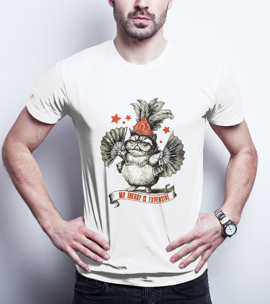 My Energy Is Expensive Showgirl Cat Oliva With Fans And Stars T-Shirt