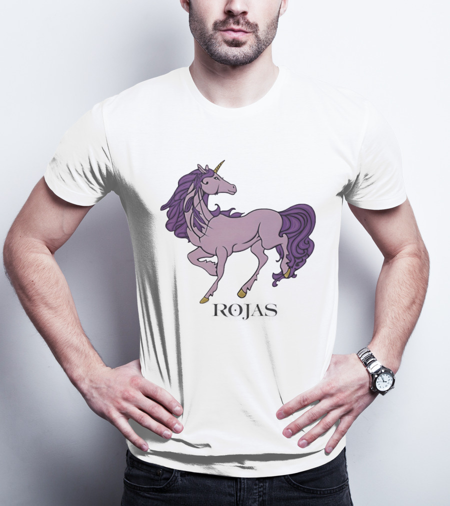 Rojas Pink Unicorn With Purple Mane T-Shirt