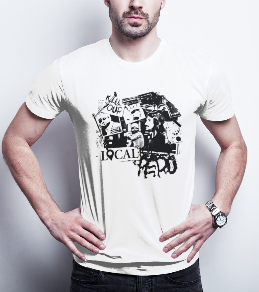 Kill Your Local Hero Revolver Collage Text Faces T-Shirt