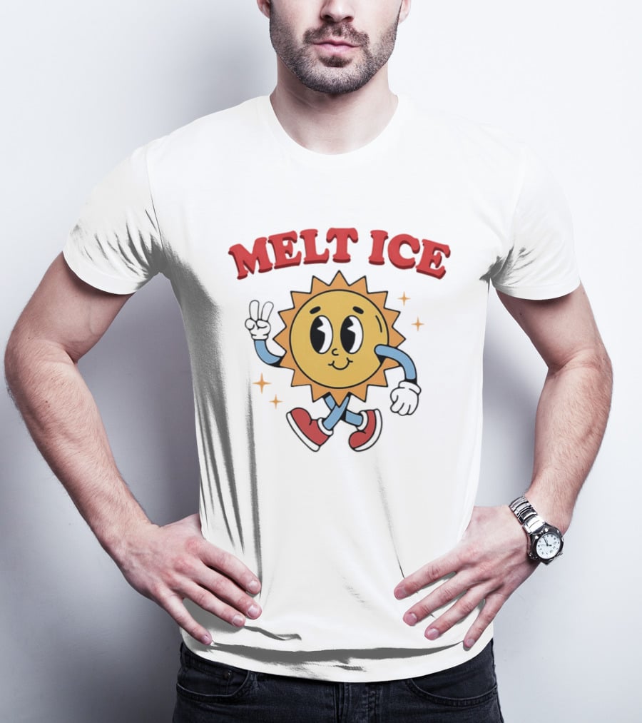 Melt ICE Peace Sign Sun Cartoon T-Shirt