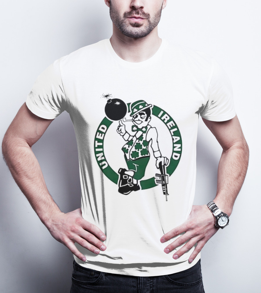 Boston Celtics United Ireland Mascot Holding Traditional T-Shirt