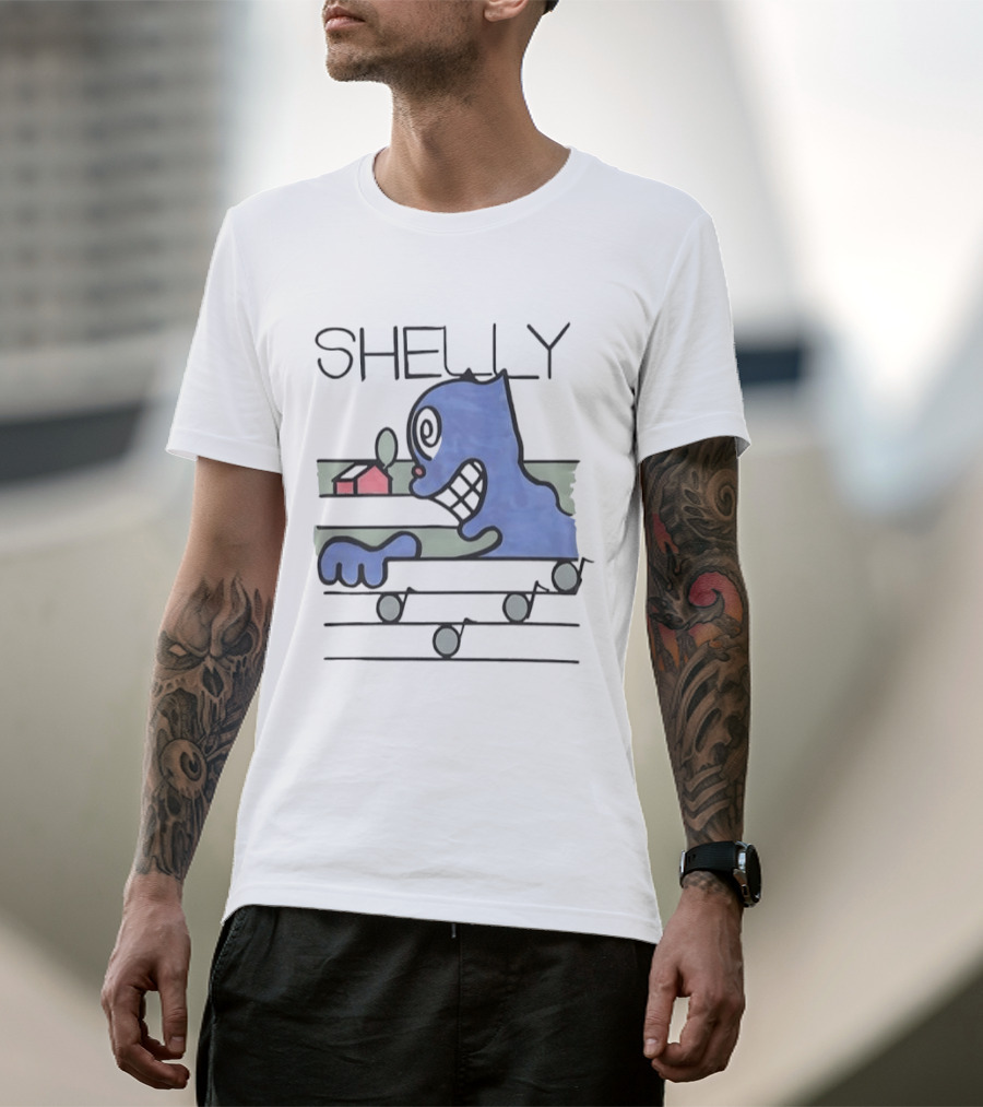 Shelly Cartoon Character With House And Music Notes T-Shirt
