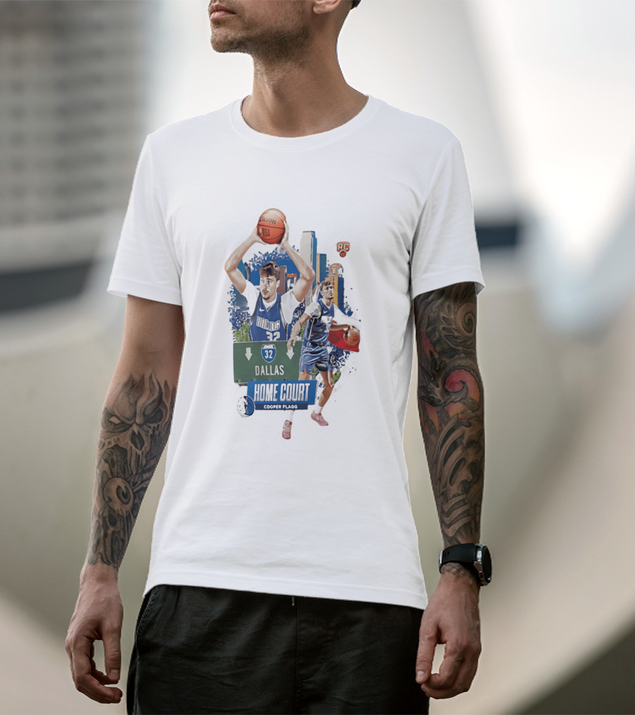 Cooper Flagg Dallas Mavericks Home Court RC 32 Basketball Player T-Shirt
