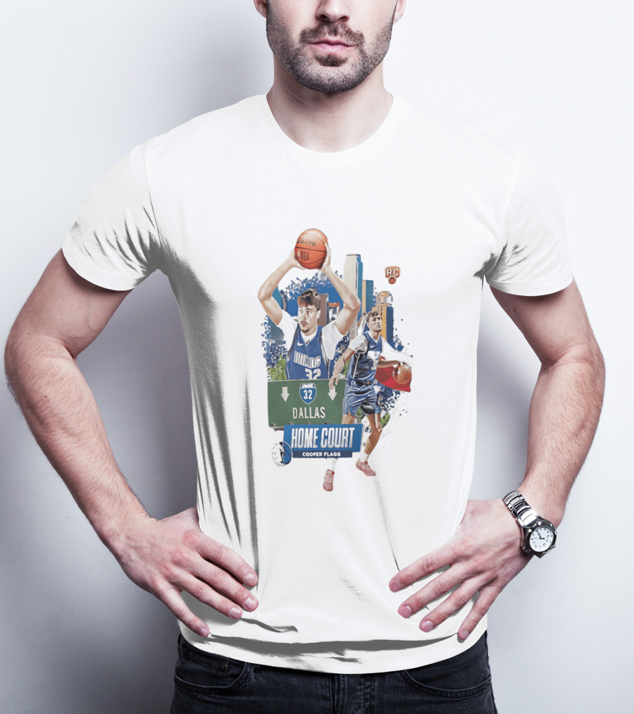 Cooper Flagg Dallas Mavericks Home Court RC 32 Basketball Player T-Shirt