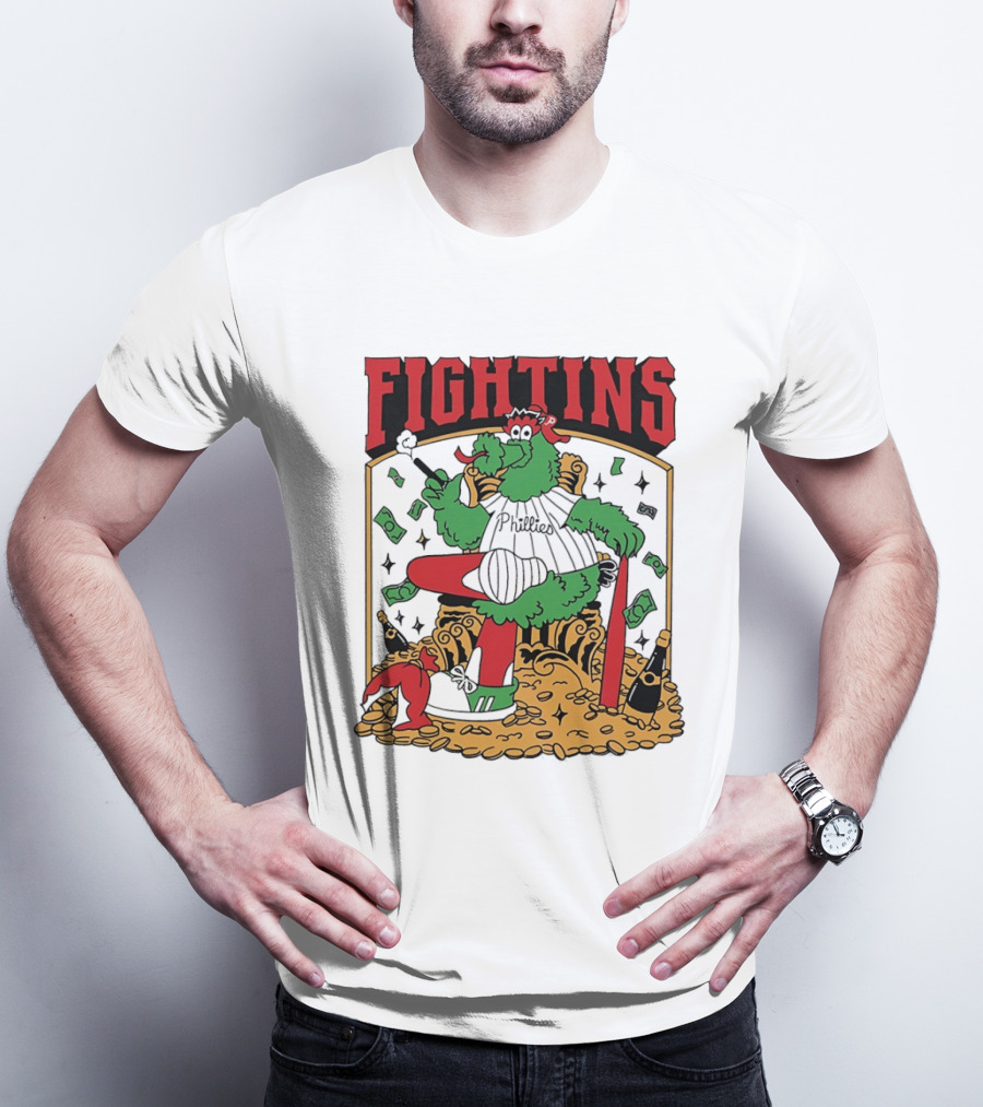Fightins Philadelphia Phillies Phanatic Mascot Baseball Money And Champagne T-Shirt
