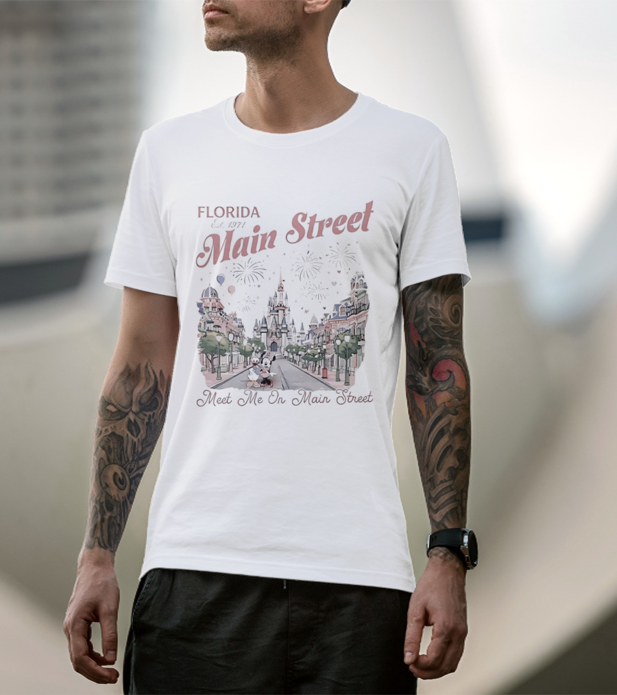 Florida Main Street Est 1971 Meets Me On Main Street Minnie Mickey T-Shirt