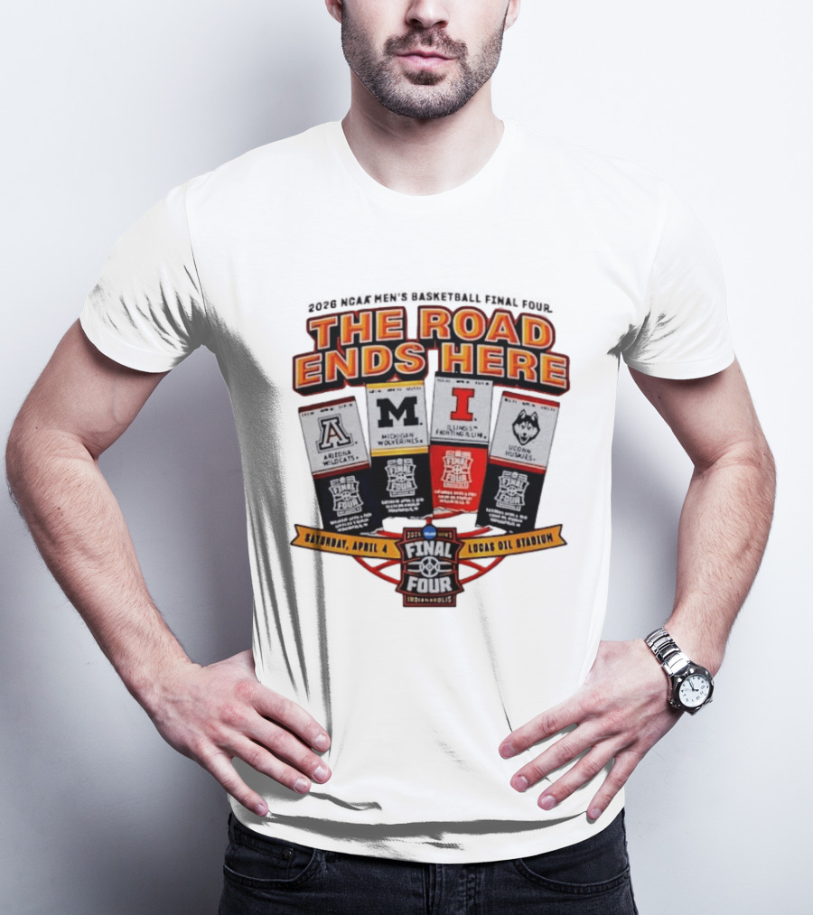 2026 NCAA Men's Basketball Final Four Arizona Michigan Illinois UConn April 4 Lucas Oil Stadium T-Shirt