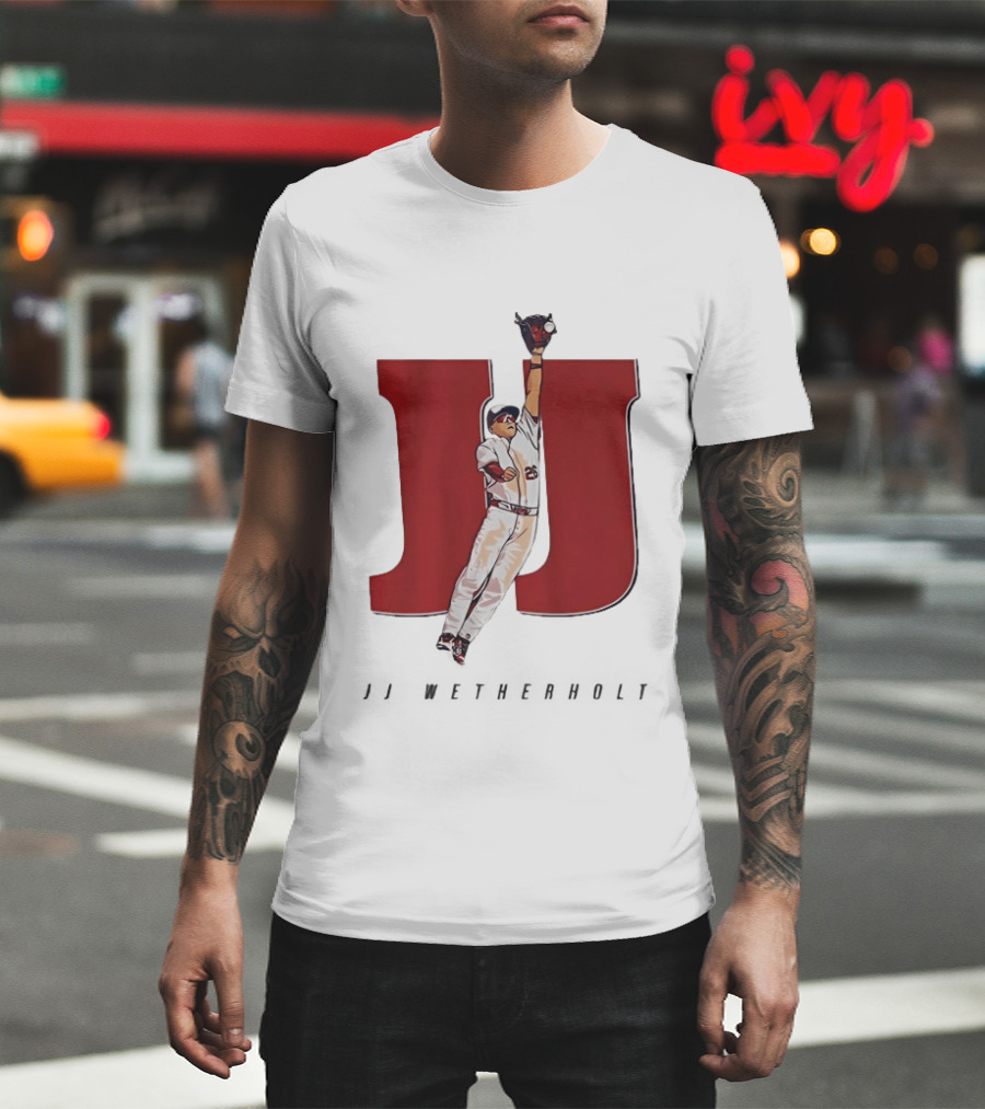 JJ Wetherholt St Louis Cardinals Mad Hops Baseball Player Jumping Action T-Shirt