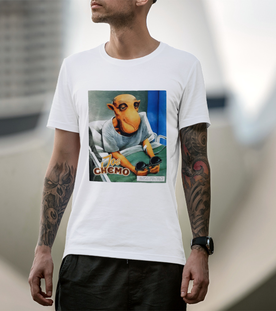 Joe Chemo Hospital Gown Character In Bed Holding Sunglasses T-Shirt
