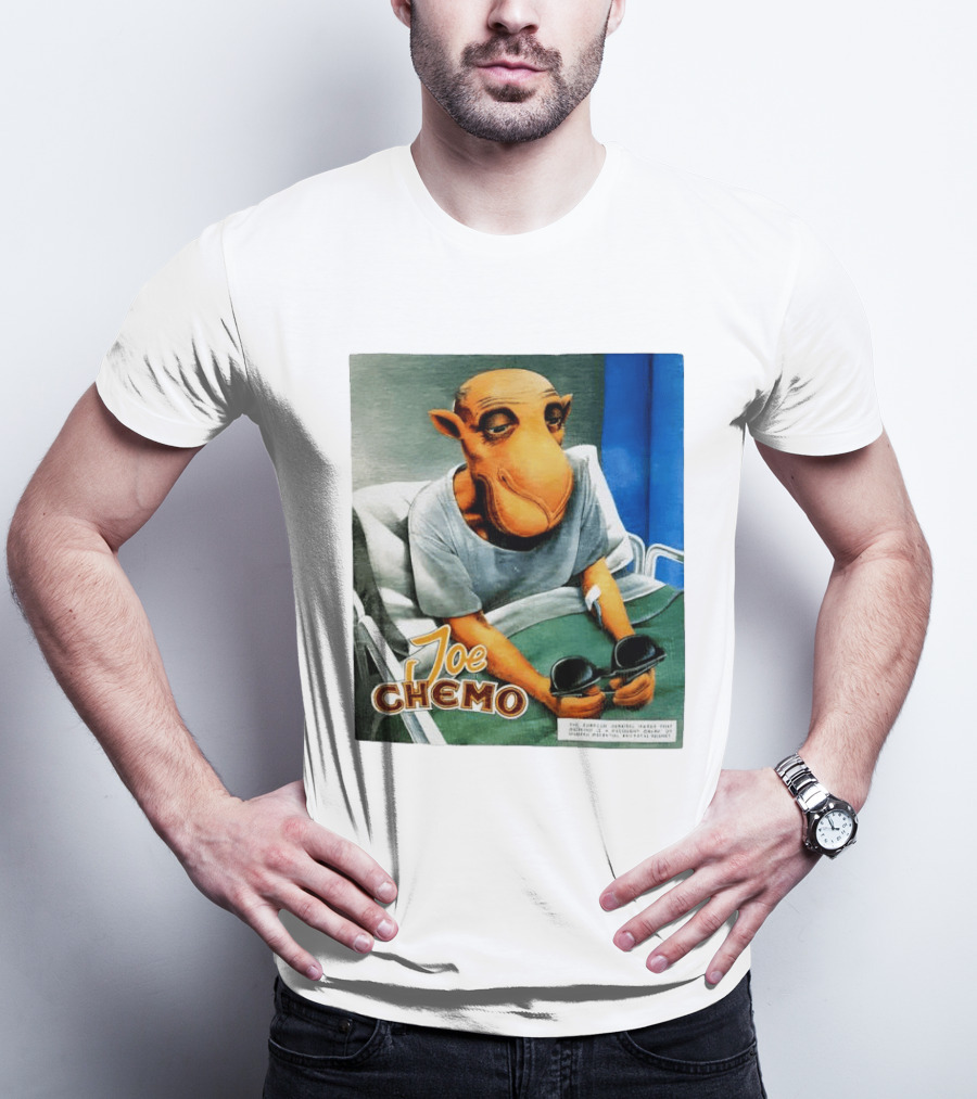 Joe Chemo Hospital Gown Character In Bed Holding Sunglasses T-Shirt