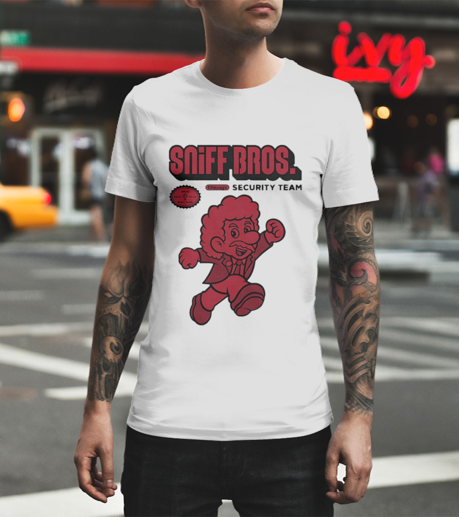 Sniff Bros Chicago Security Team Retro Style Character Official Quality Seal T-Shirt