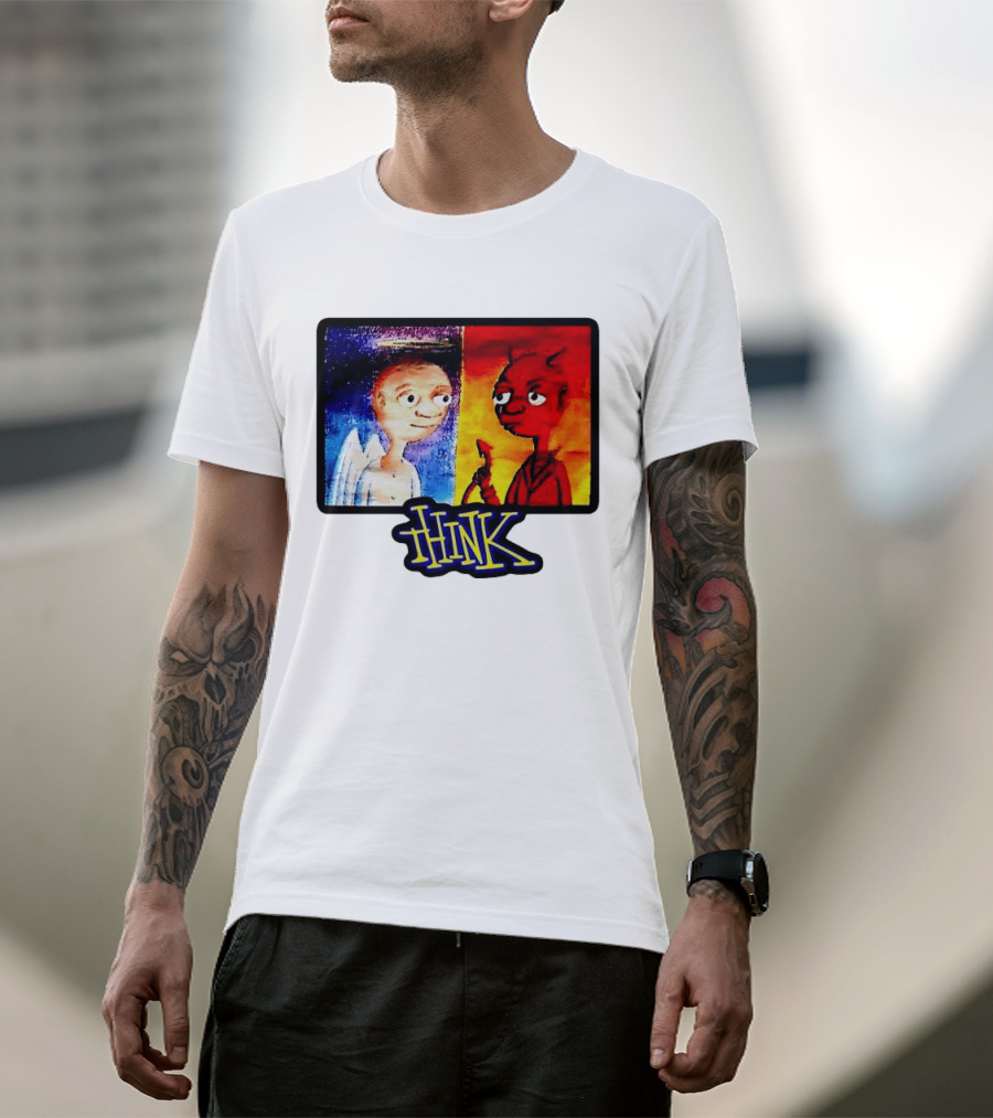 90s Classic Think Angel Vs Devil Cartoon TV Skateboard T-Shirt
