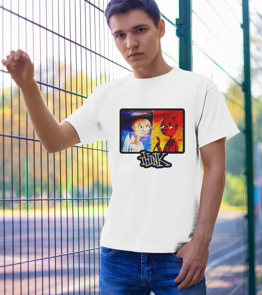 90s Classic Think Angel Vs Devil Cartoon TV Skateboard T-Shirt