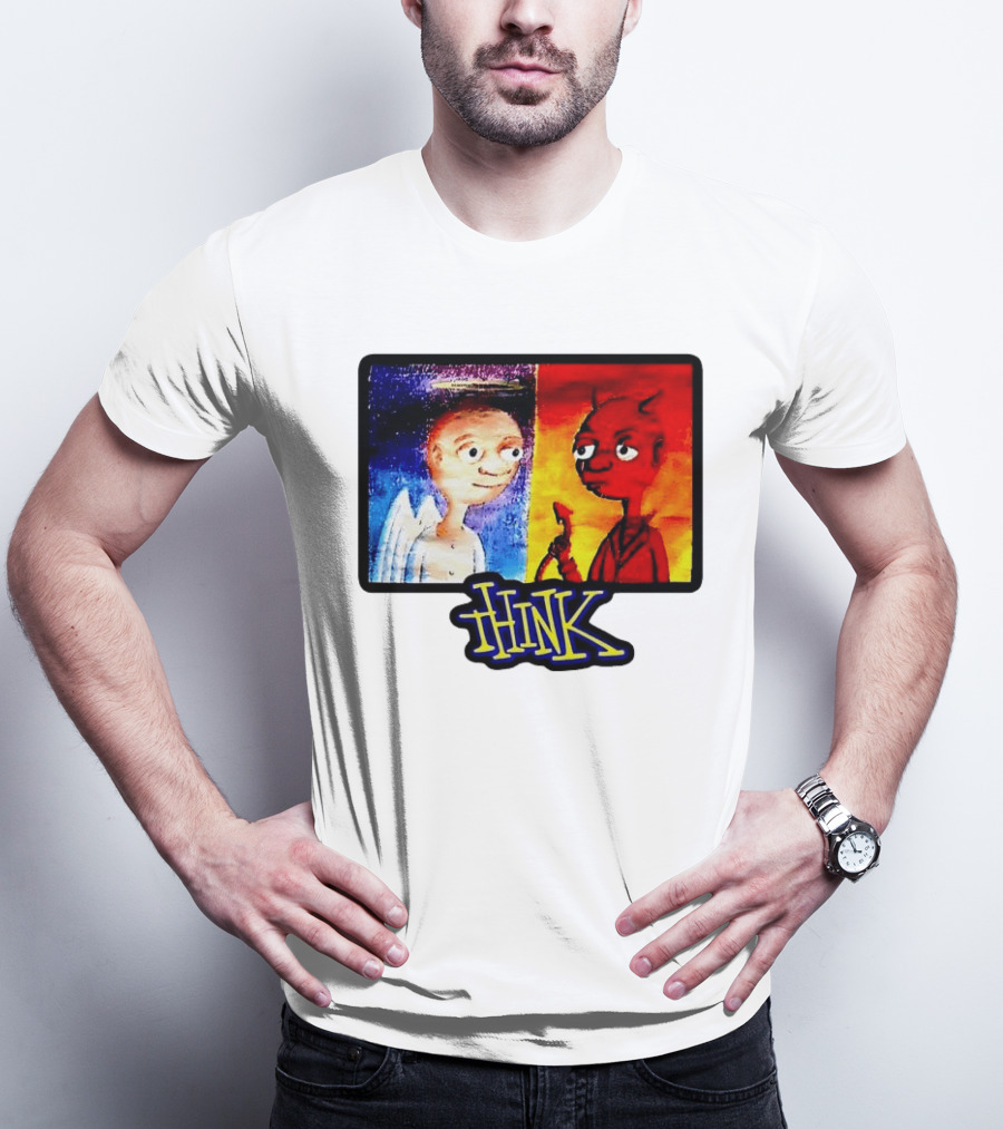 90s Classic Think Angel Vs Devil Cartoon TV Skateboard T-Shirt