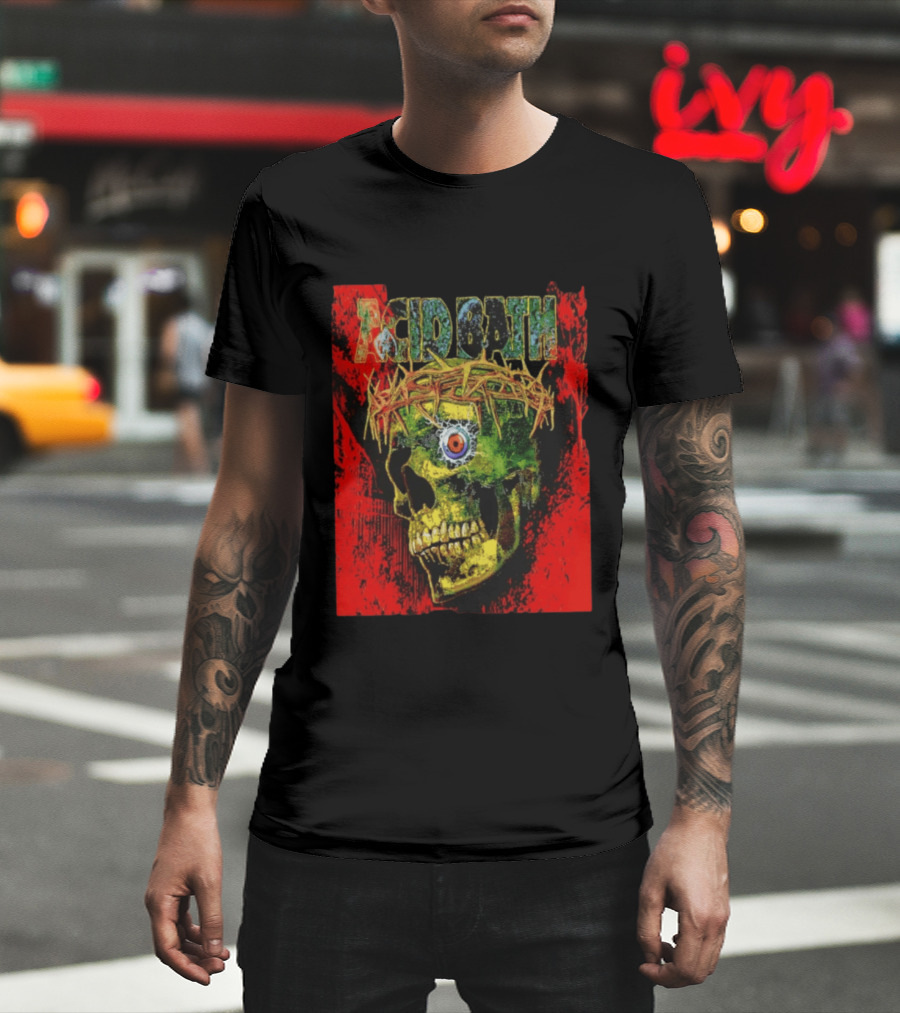 Acid Bath Skull Crown Of Thorns Red T-Shirt