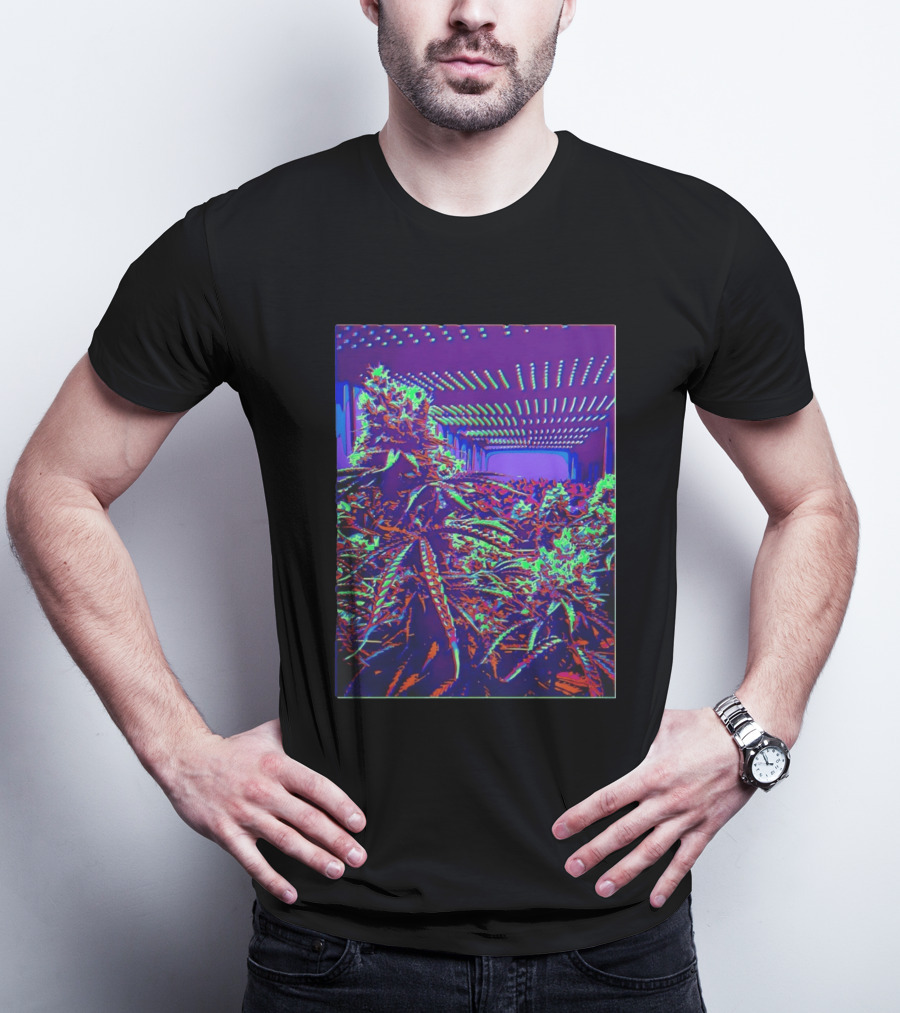 Plant Life By Wicked High Society Neon Cannabis Indoor Garden Purple LED Glow T-Shirt