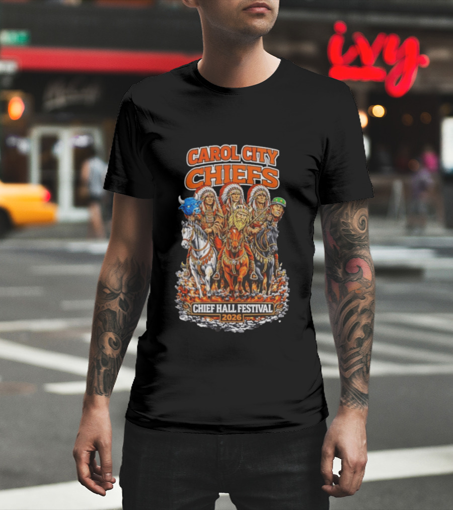 Carol City Chiefs Chief Hall Festival 2026 Native American Warriors Riding Horses T-Shirt