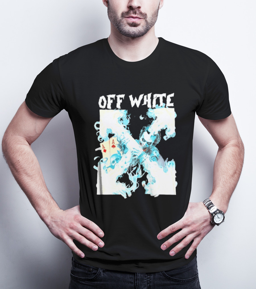OFF WHITE Joker Blue Flame Ace Cards T-Shirt