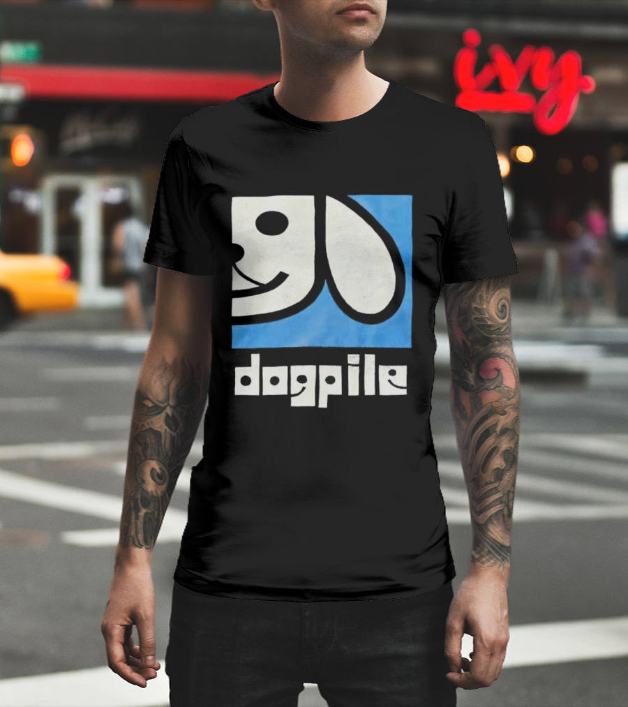 90s Dogpile Logo With Smiling Dog Face T-Shirt