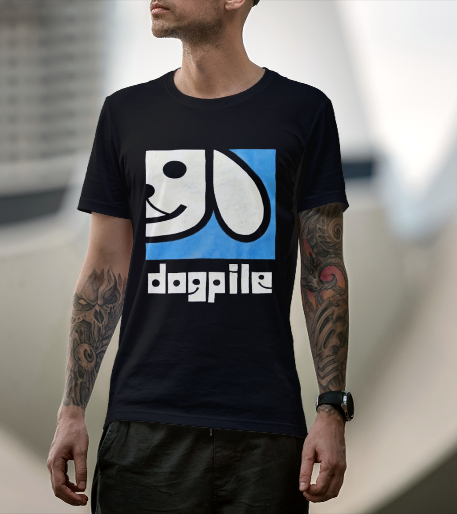 90s Dogpile Logo With Smiling Dog Face T-Shirt