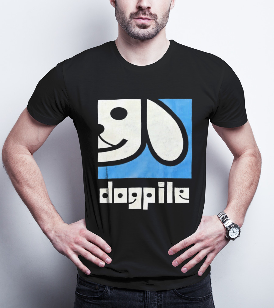 90s Dogpile Logo With Smiling Dog Face T-Shirt