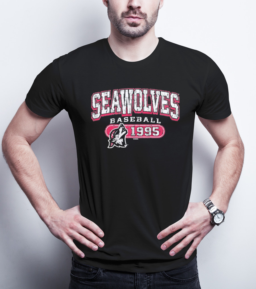 Seawolves Baseball 1995 Erie SeaWolves Wolf Head T-Shirt