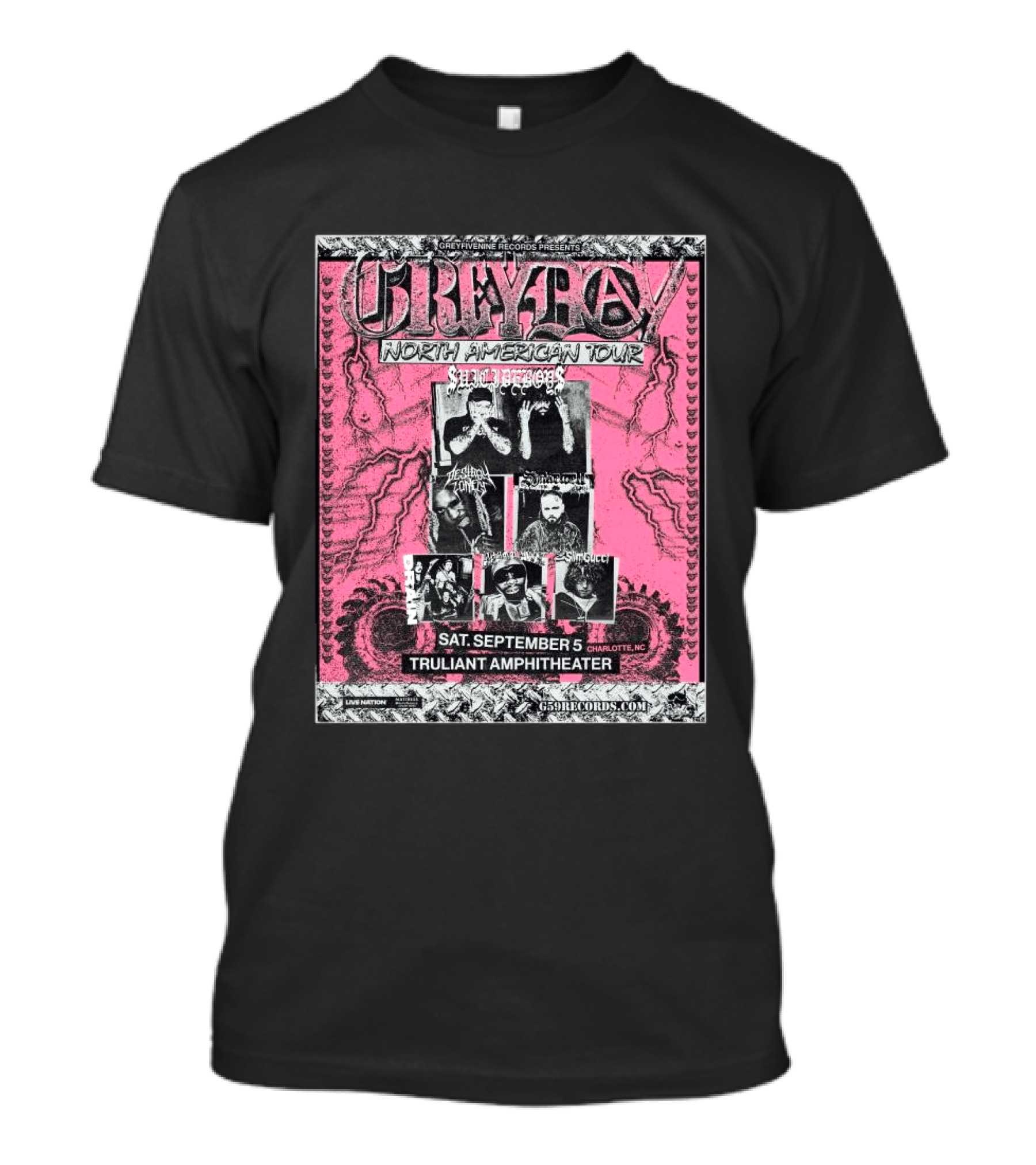 Greytay North American Tour Greyday Records Presents Suicideboys Charlotte NC September 5 Truliant Amphitheater T-Shirt