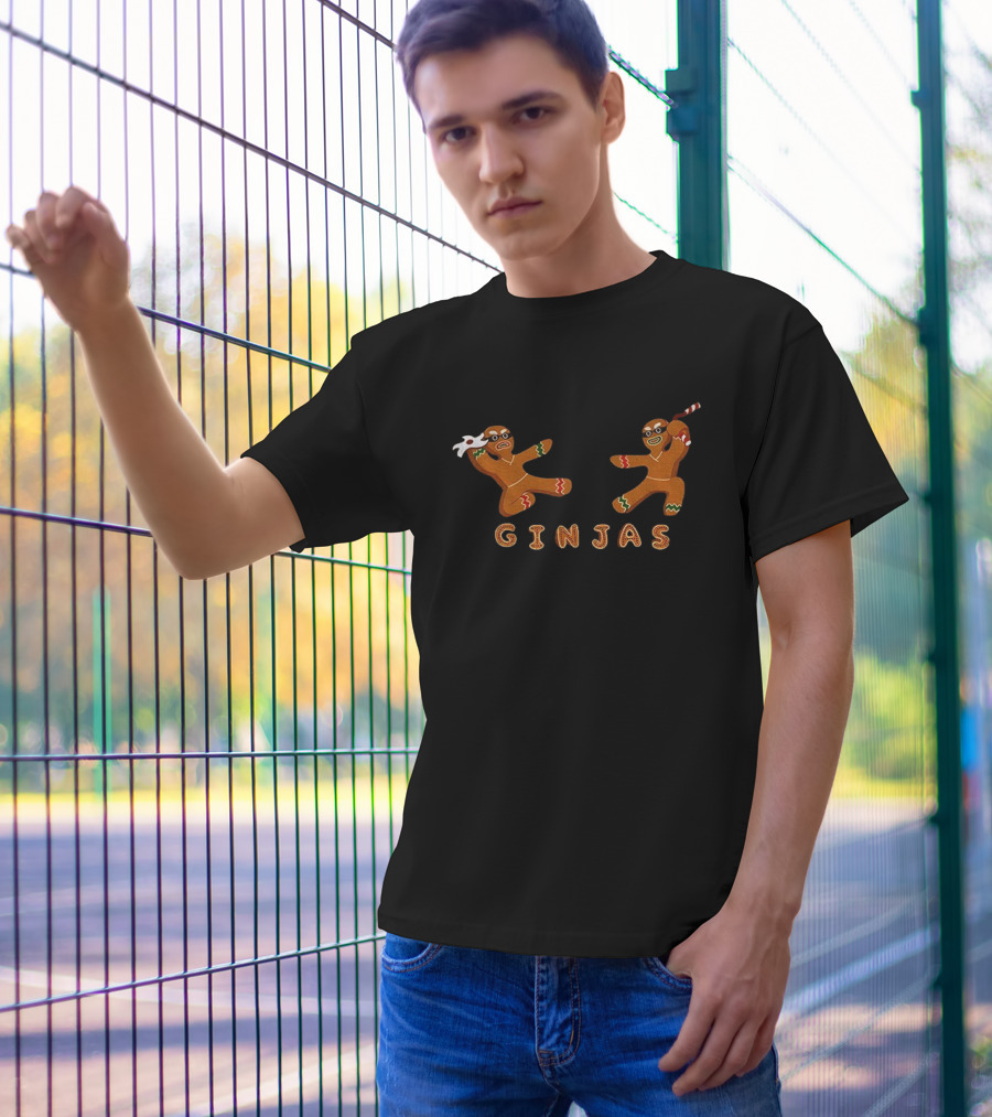 Ginjas Gingerbread Ninja Merry Christmas Holiday Fun T-Shirt