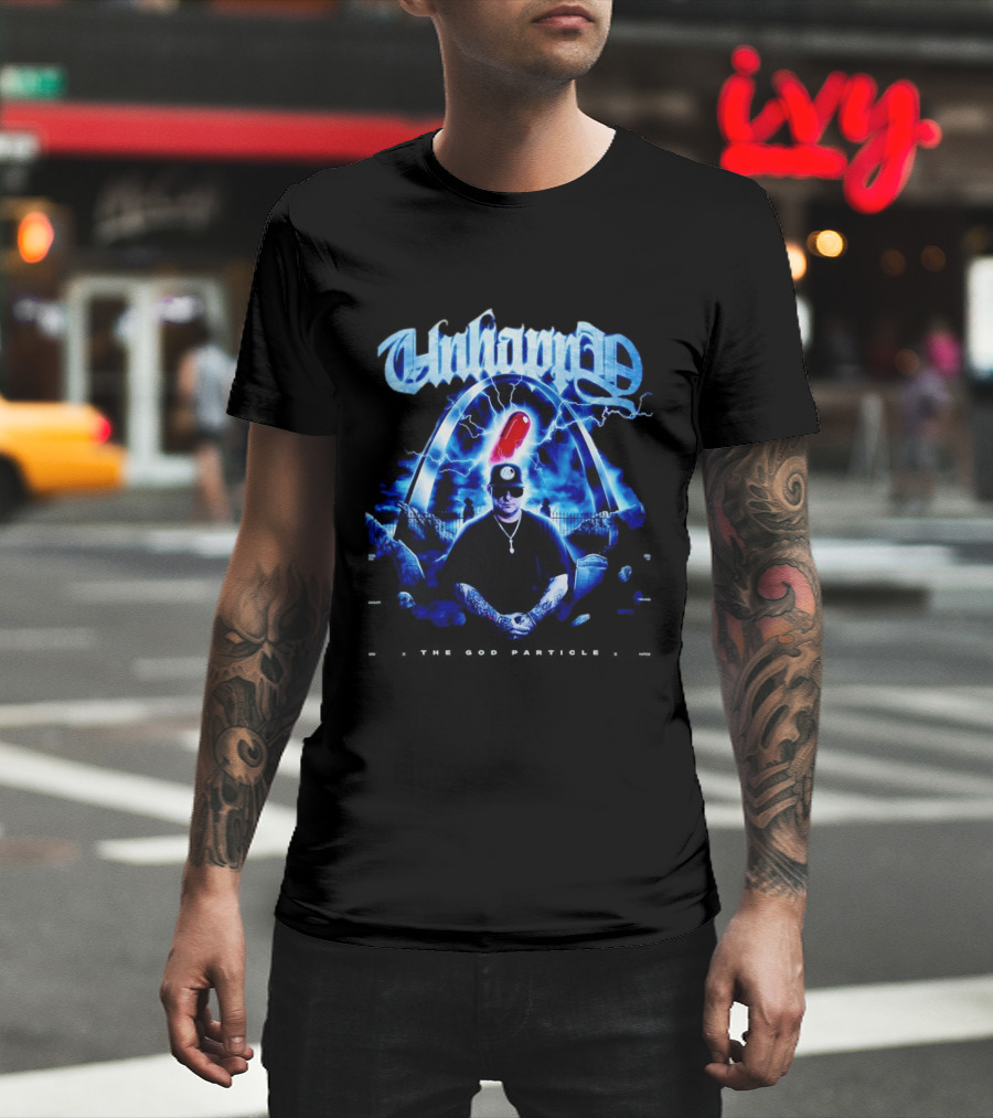 Unhappy The God Particle With Red Pill And Arched Sky T-Shirt