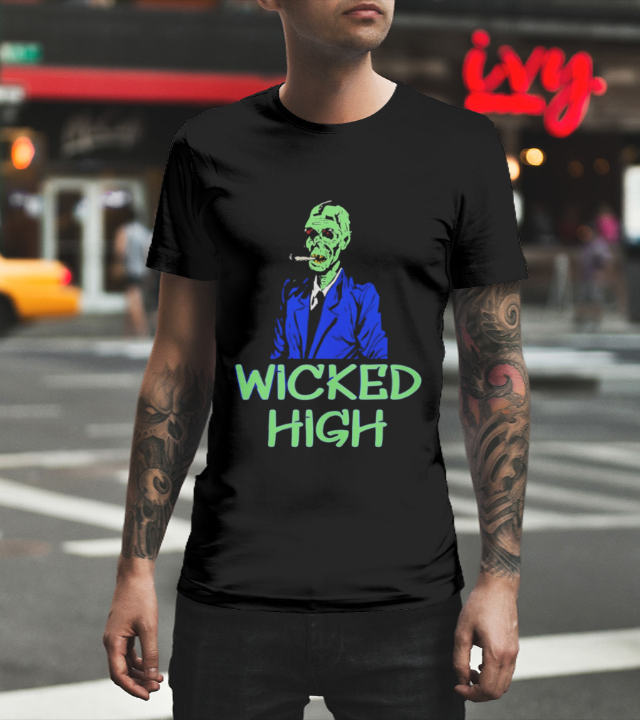 Wicked High Stoned Zombie In Suit Smoking Cigarette T-Shirt
