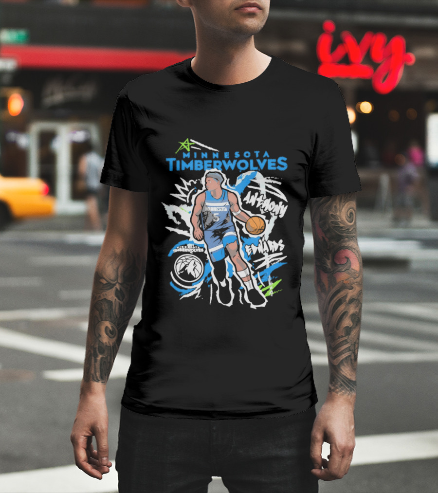 Minnesota Timberwolves Anthony Edwards Basketball NBA Player 5 Cartoon T-Shirt