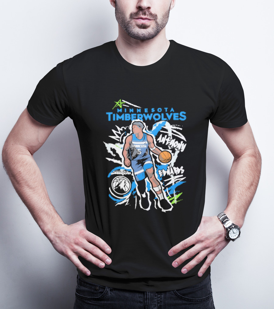Minnesota Timberwolves Anthony Edwards Basketball NBA Player 5 Cartoon T-Shirt