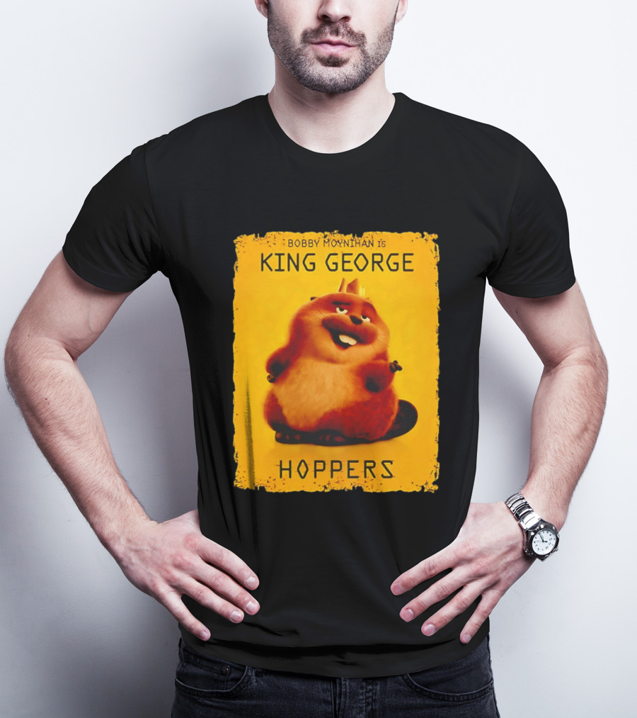 Bobby Moynihan Is King George Hoppers Smiling Cartoon Character With Crown On Orange T-Shirt