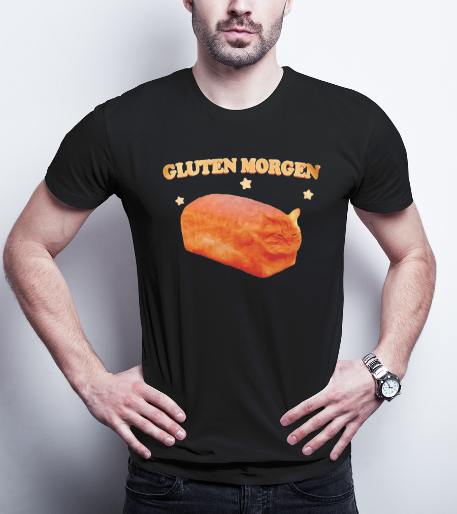 Gluten Morgen Funny Cat Bread Meme Star T-Shirt