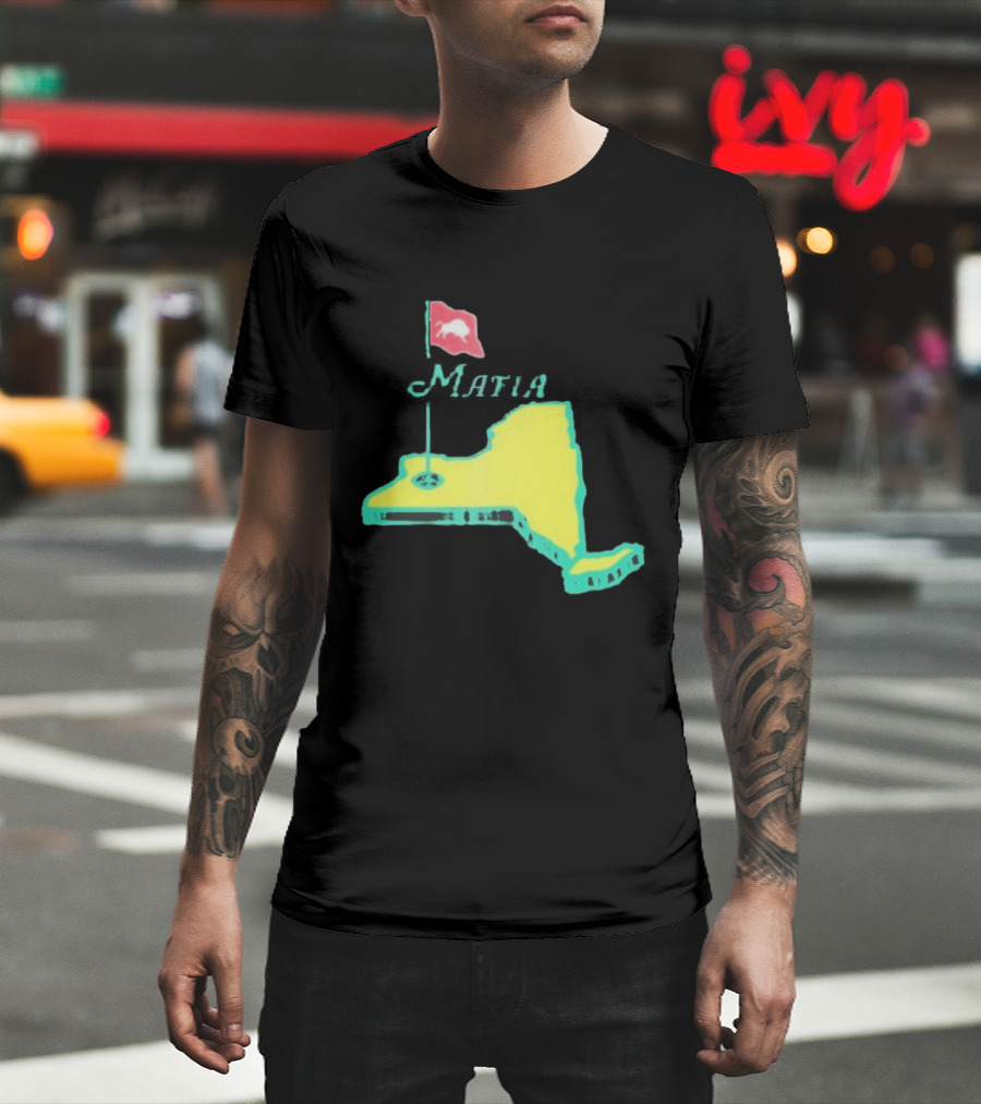 Buffalo Bills Mafia New York Golf Flag Map T-Shirt