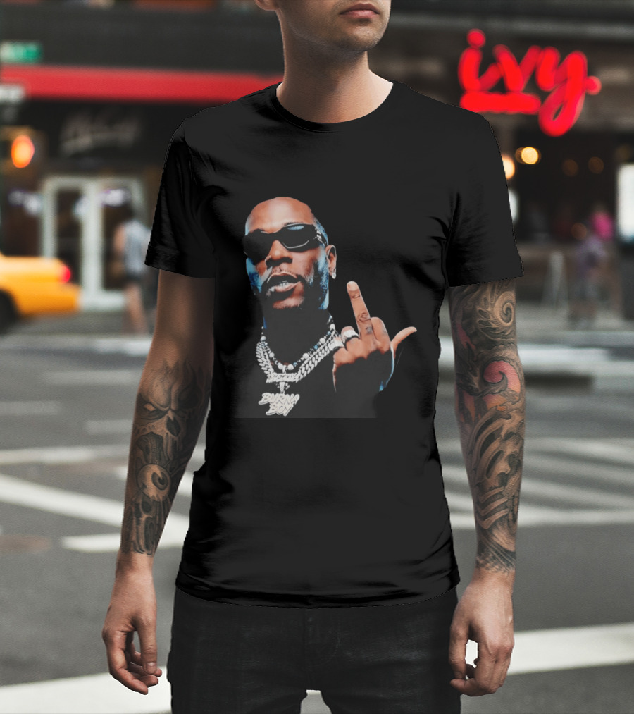 Burna Boy Middle Finger Gesture Bold Jewelry And Sunglasses Look T-Shirt