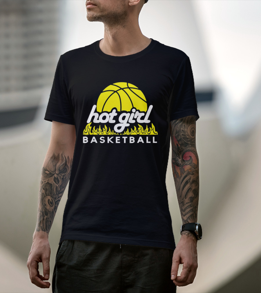 Hot Girl Basketball Fiery Yellow Basketball Flame T-Shirt