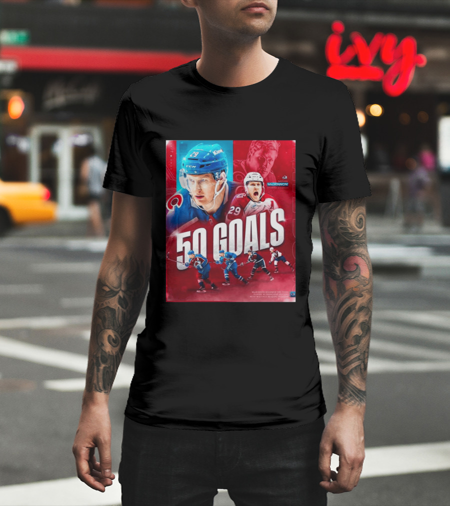 Colorado Avalanche Nathan MacKinnon 50 Goals Achievement NHL Career Milestone T-Shirt