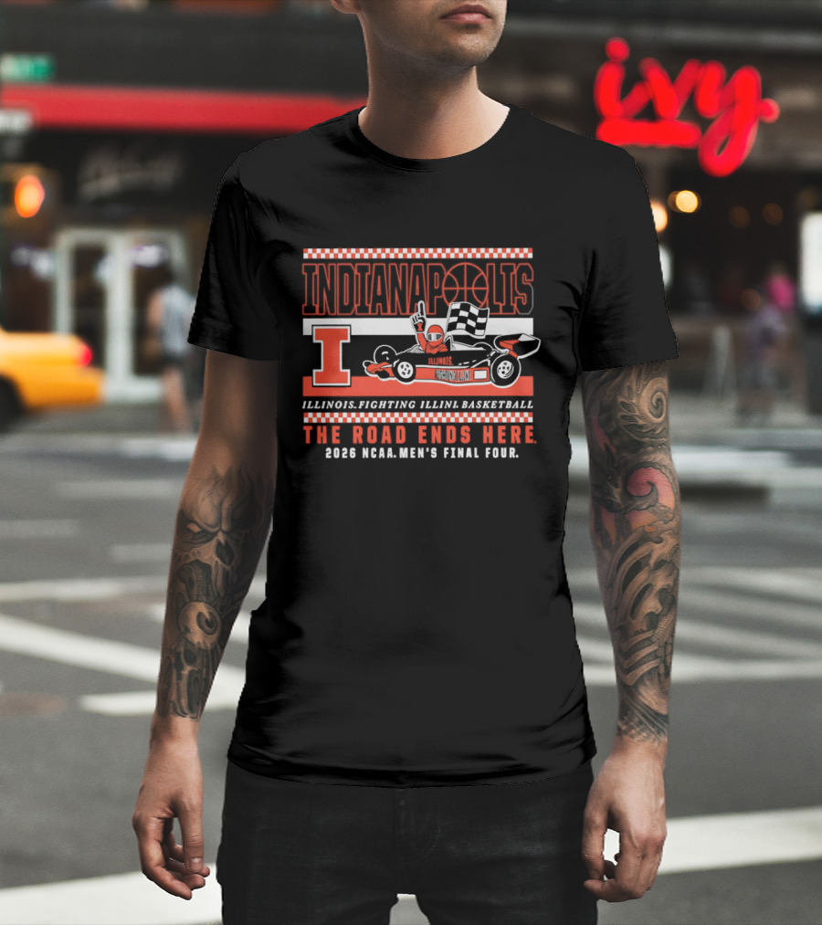 Indianapolis Illinois Fighting Illini Basketball The Road Ends Here 2005 NCAA Men's Final Four T-Shirt