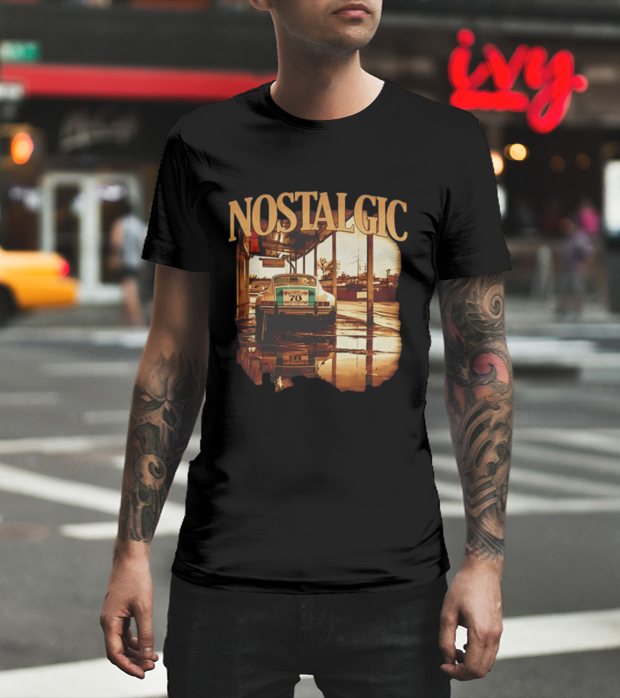 Nostalgic Vintage Car Rear View With Racing Number 70 T-Shirt