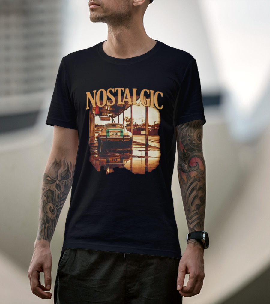 Nostalgic Vintage Car Rear View With Racing Number 70 T-Shirt