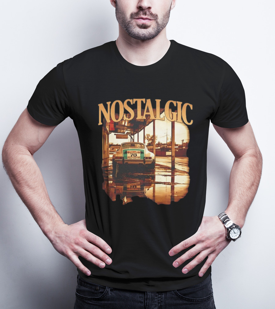 Nostalgic Vintage Car Rear View With Racing Number 70 T-Shirt
