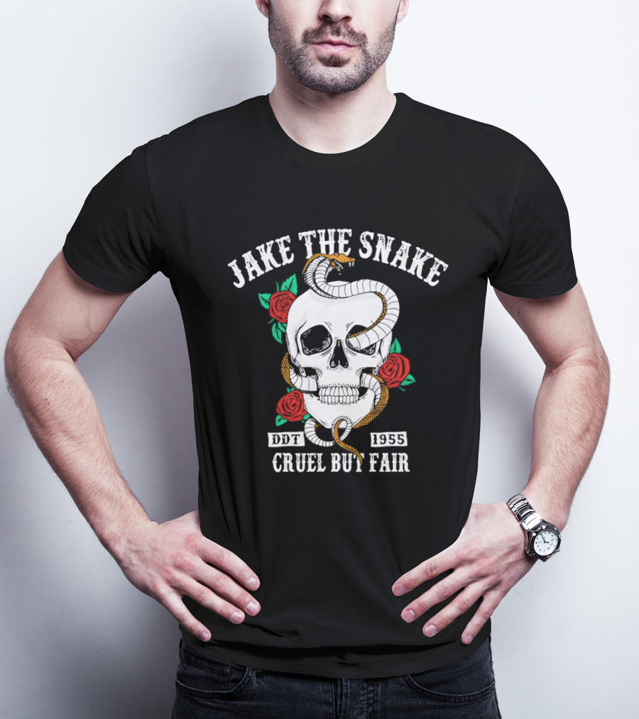Jake The Snake Skull Roses Born 1955 Cruel But Fair T-Shirt