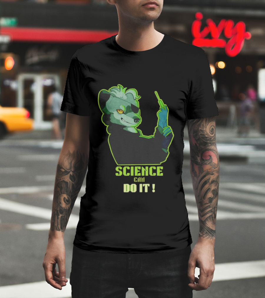 Science Can Do It Cartoon Panda With Test Tube T-Shirt
