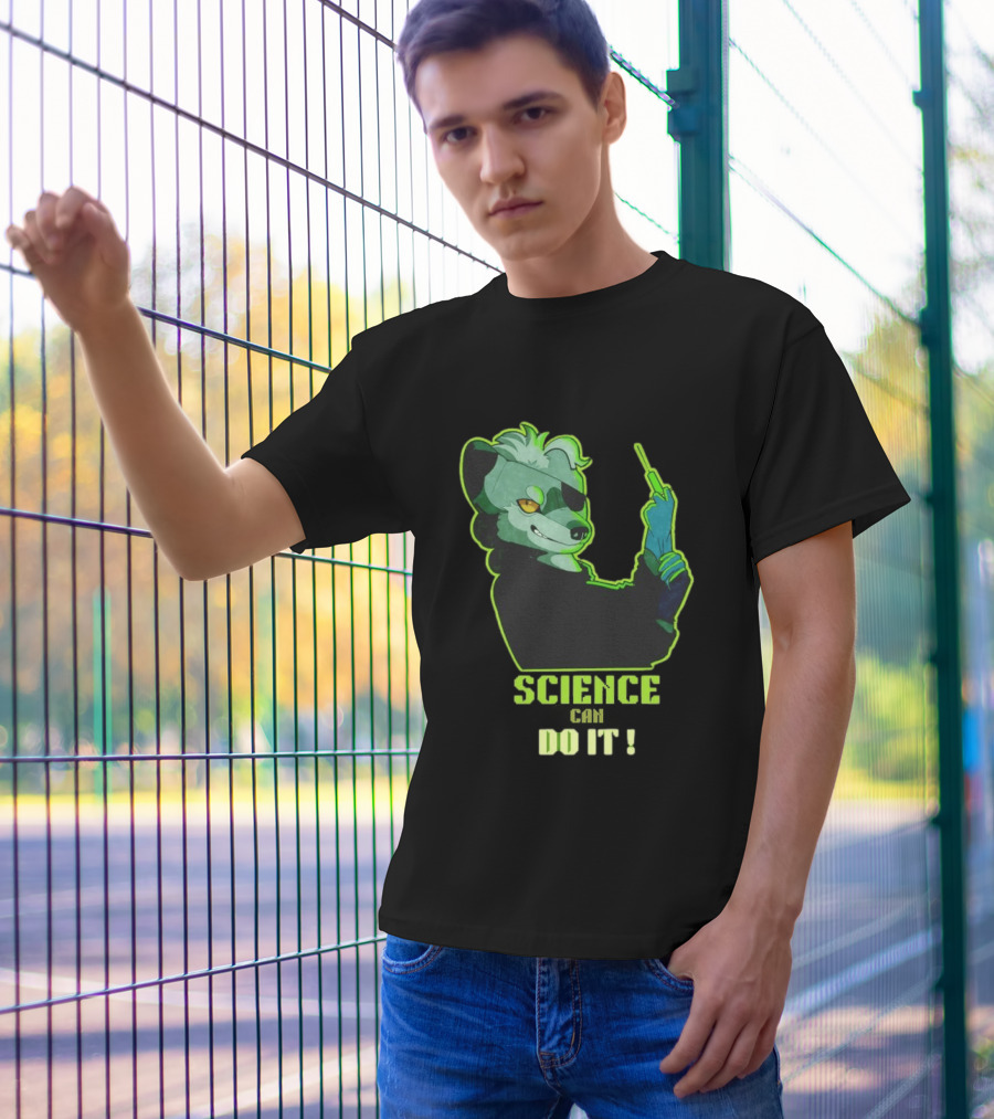 Science Can Do It Cartoon Panda With Test Tube T-Shirt