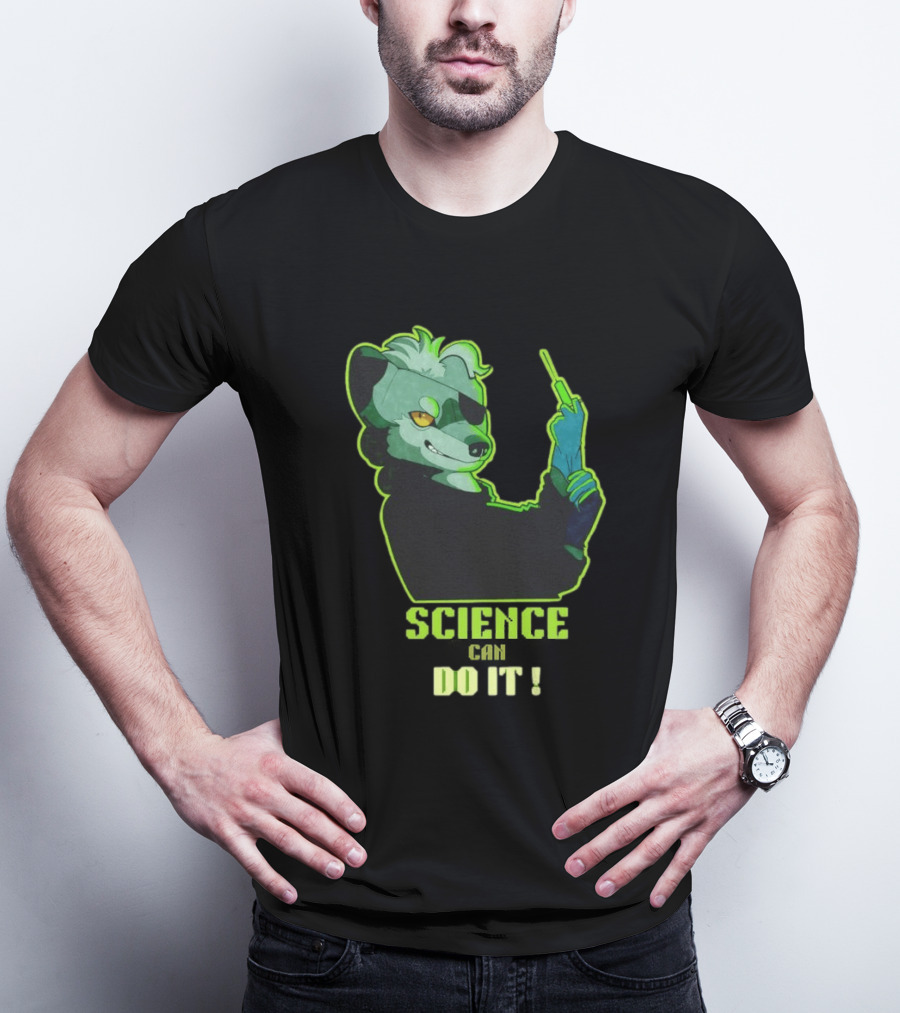 Science Can Do It Cartoon Panda With Test Tube T-Shirt